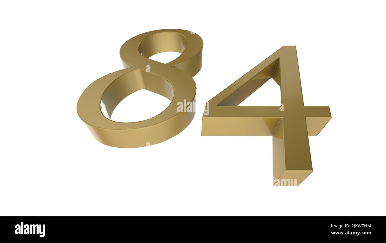 84 gold number digit metal 3d render illustration Stock Photo - Alamy
