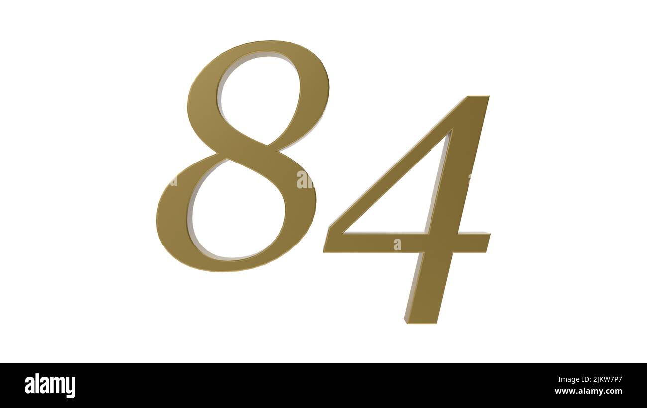 84 gold number digit metal 3d render illustration Stock Photo - Alamy