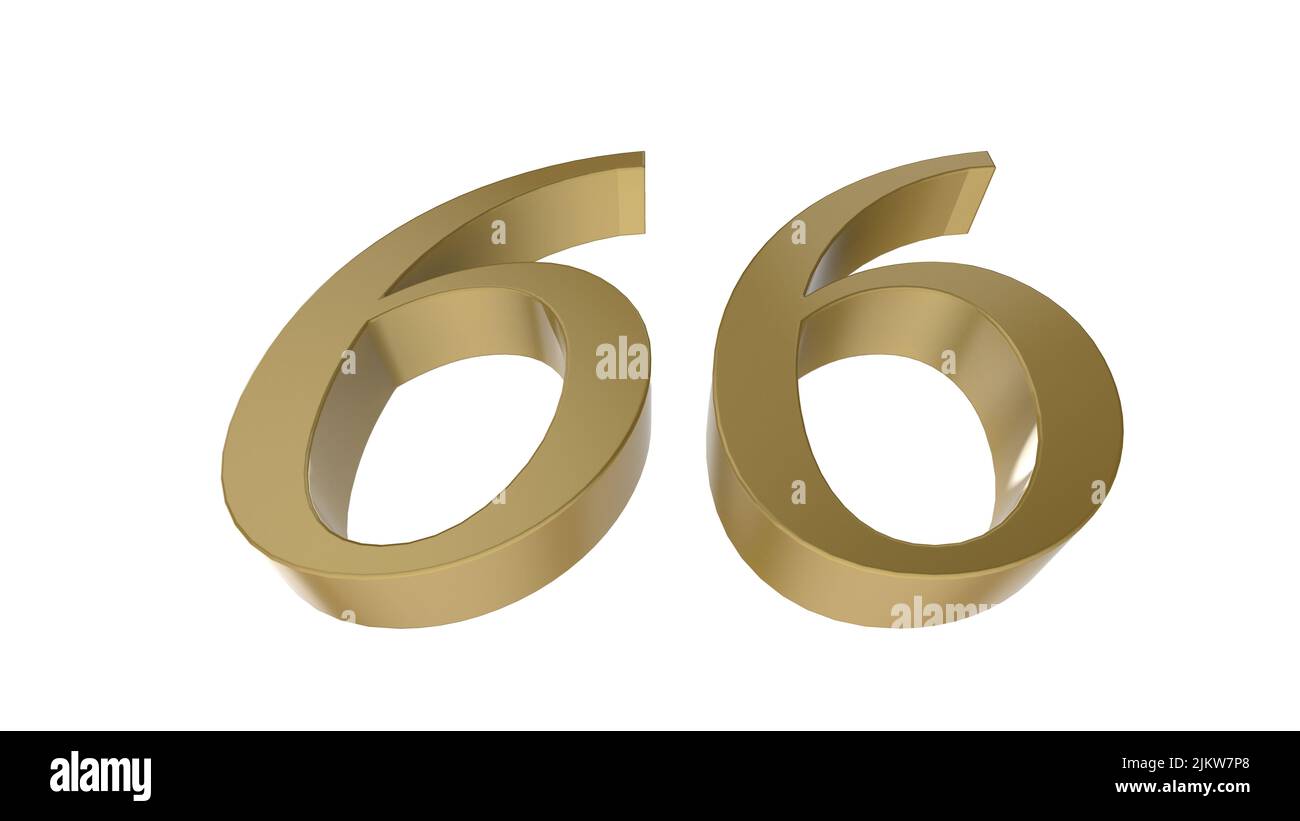 gold number 66 digit metal 3d render illustration Stock Photo - Alamy