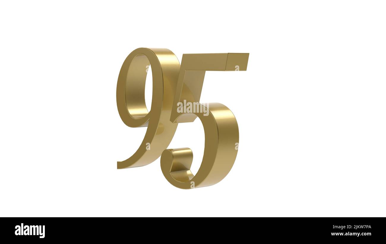 95 gold number digit metal 3d render illustration Stock Photo - Alamy
