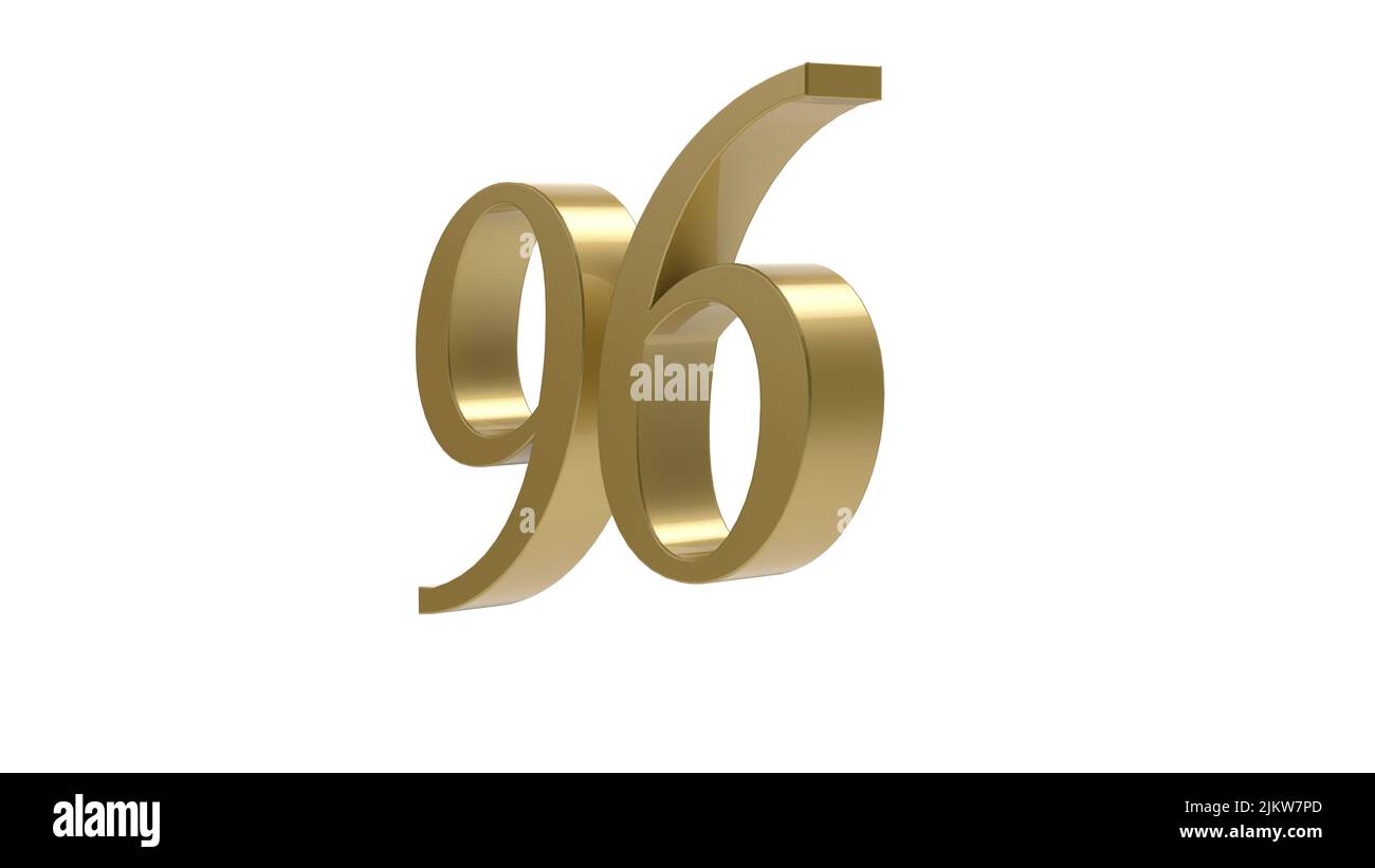 gold 96 number digit metal 3d render illustration Stock Photo - Alamy