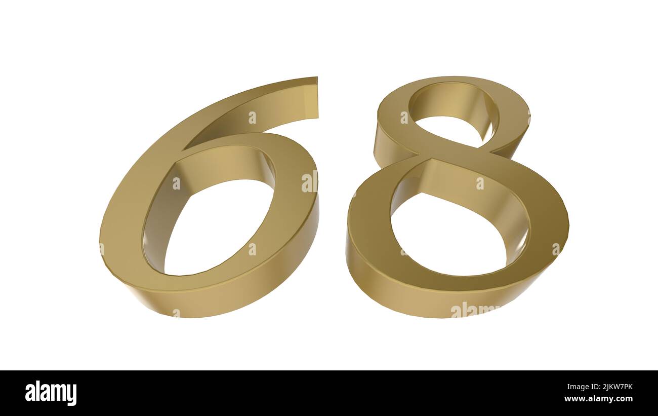 gold number 68 digit metal 3d render illustration Stock Photo - Alamy