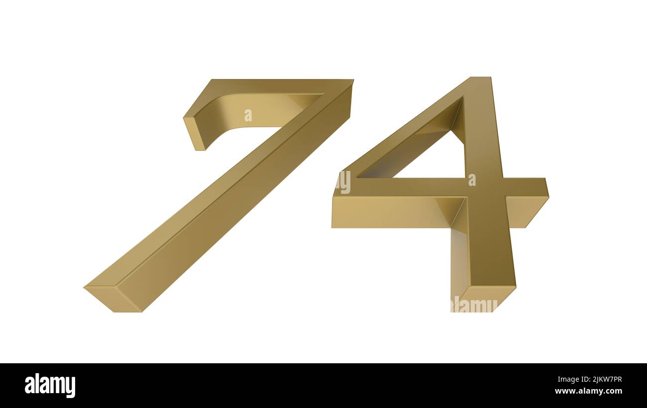 gold number 74 digit metal 3d render illustration Stock Photo - Alamy
