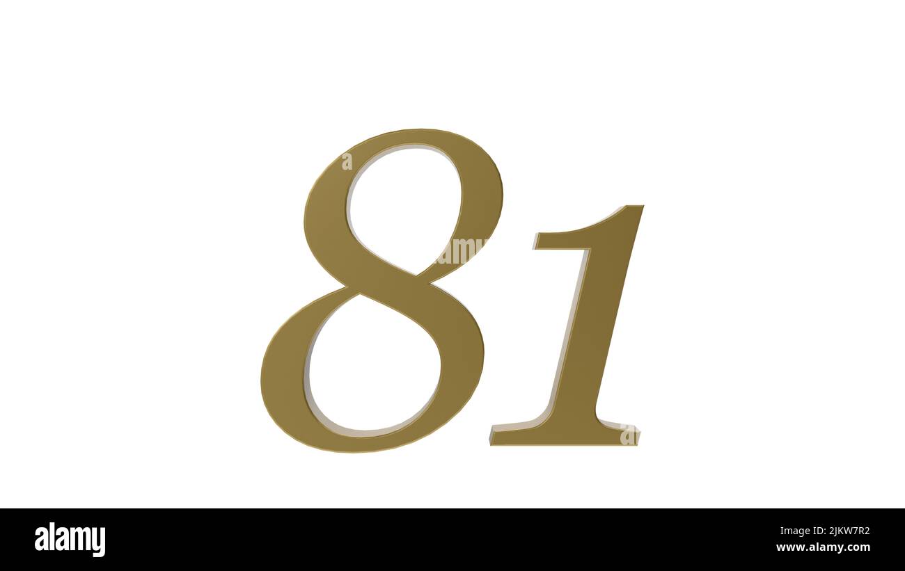 gold number 81 digit metal 3d render illustration Stock Photo - Alamy