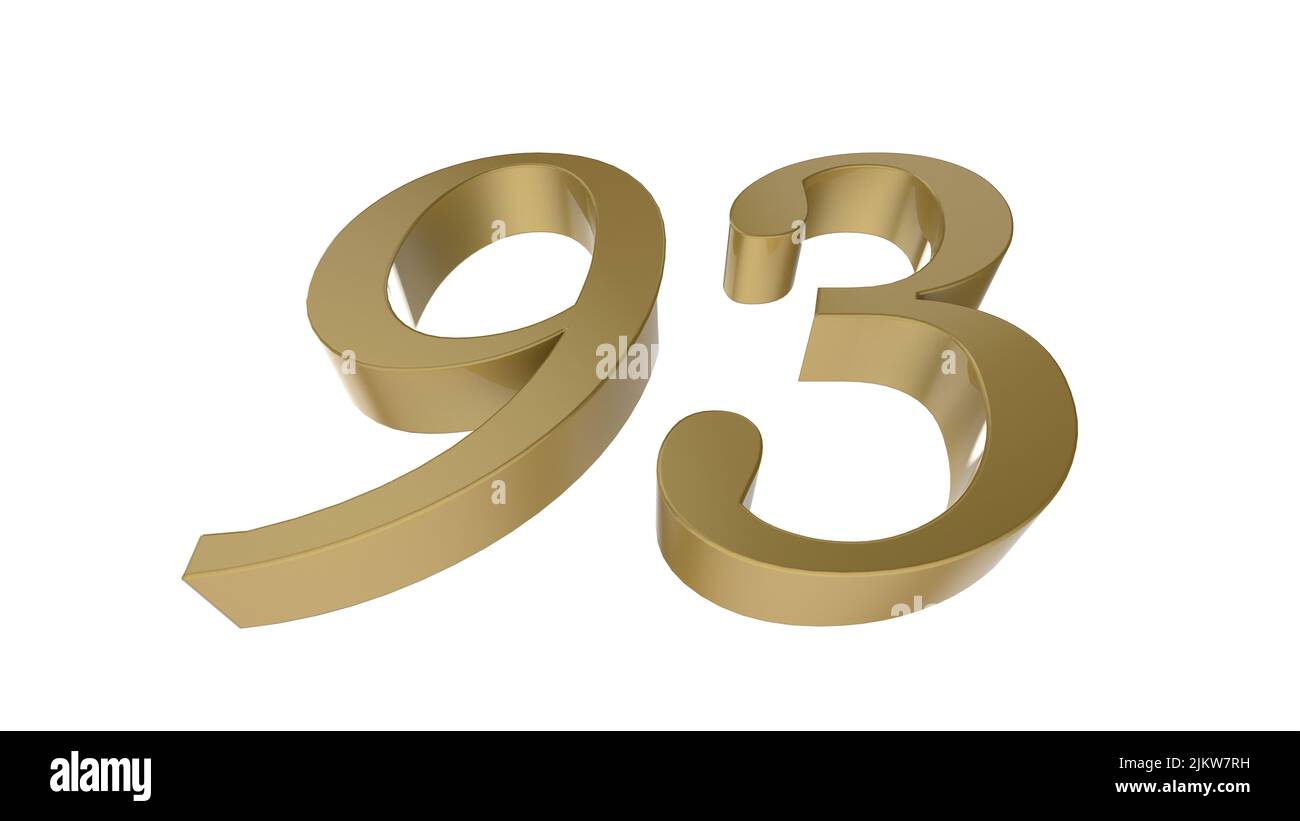 gold number 93 digit metal 3d render illustration Stock Photo - Alamy