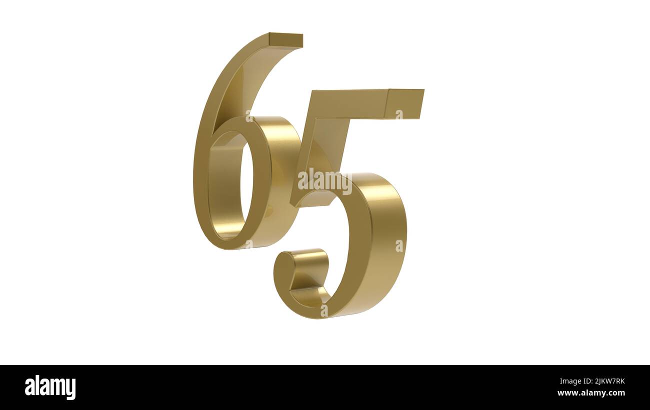 65 gold number digit metal 3d render illustration Stock Photo - Alamy