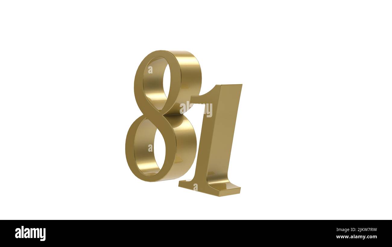 gold number 81 digit metal 3d render illustration Stock Photo - Alamy