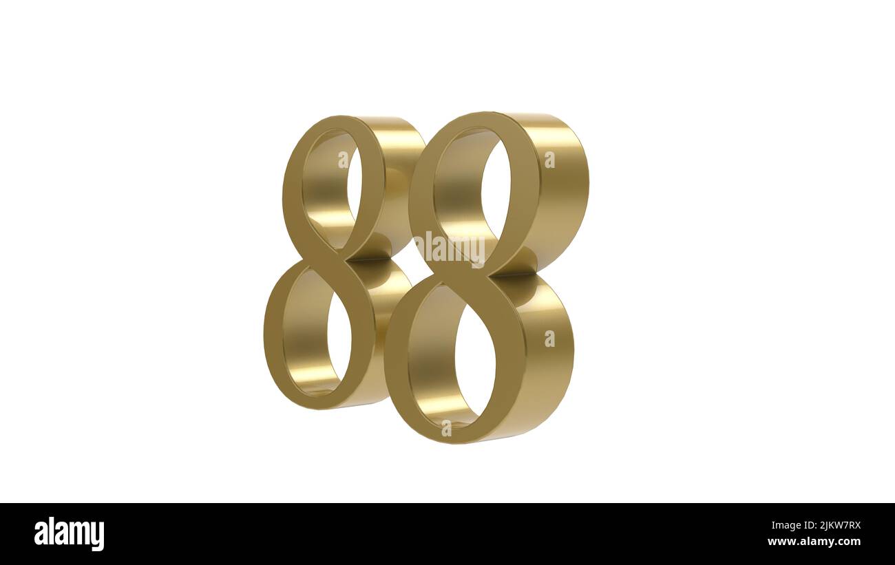 88 gold number digit metal 3d render illustration Stock Photo - Alamy