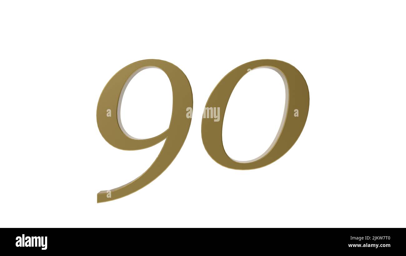gold number 90 digit metal 3d render illustration Stock Photo - Alamy