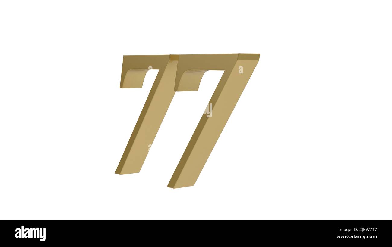 gold number 77 digit metal 3d render illustration Stock Photo - Alamy