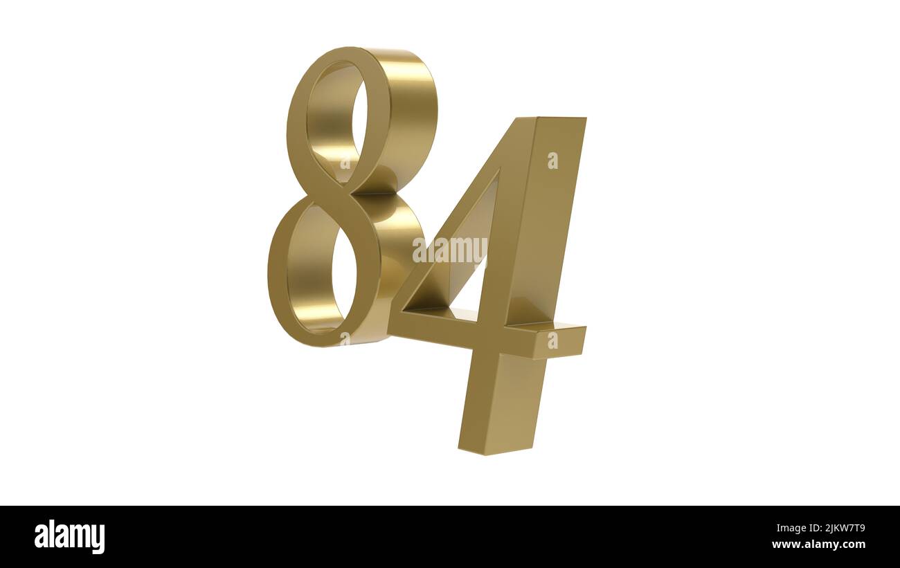 84 gold number digit metal 3d render illustration Stock Photo - Alamy