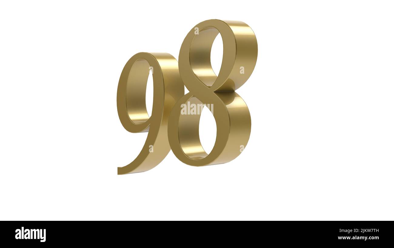 98 gold number digit metal 3d render illustration Stock Photo - Alamy