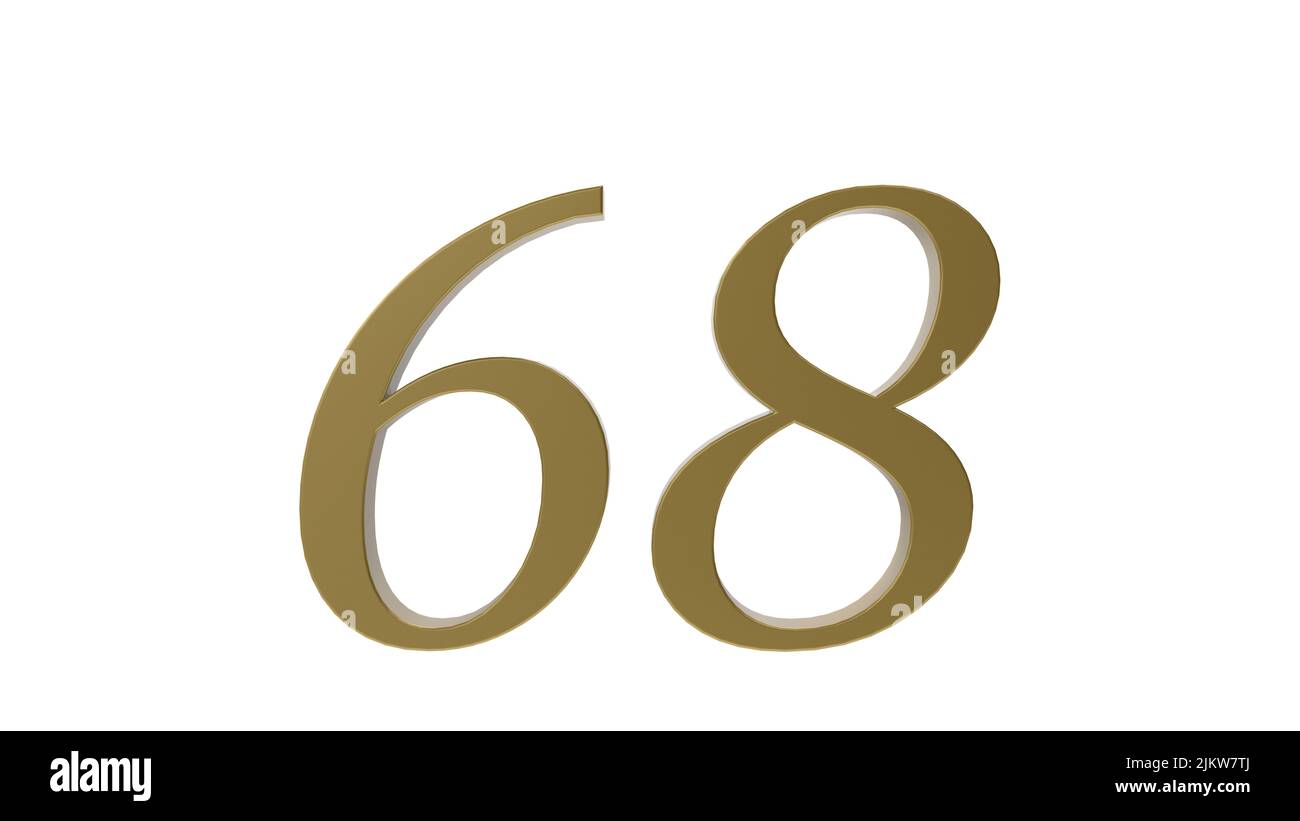 gold number 68 digit metal 3d render illustration Stock Photo - Alamy