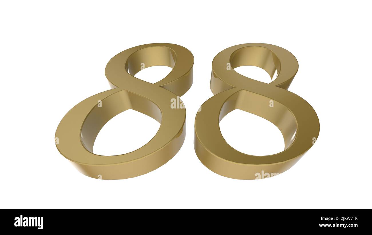 88 gold number digit metal 3d render illustration Stock Photo - Alamy
