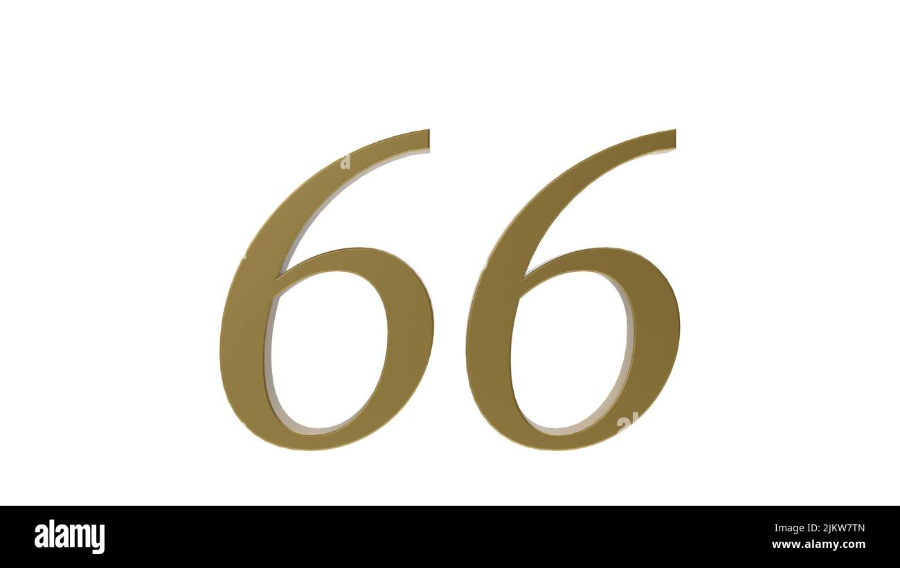 gold number 66 digit metal 3d render illustration Stock Photo - Alamy