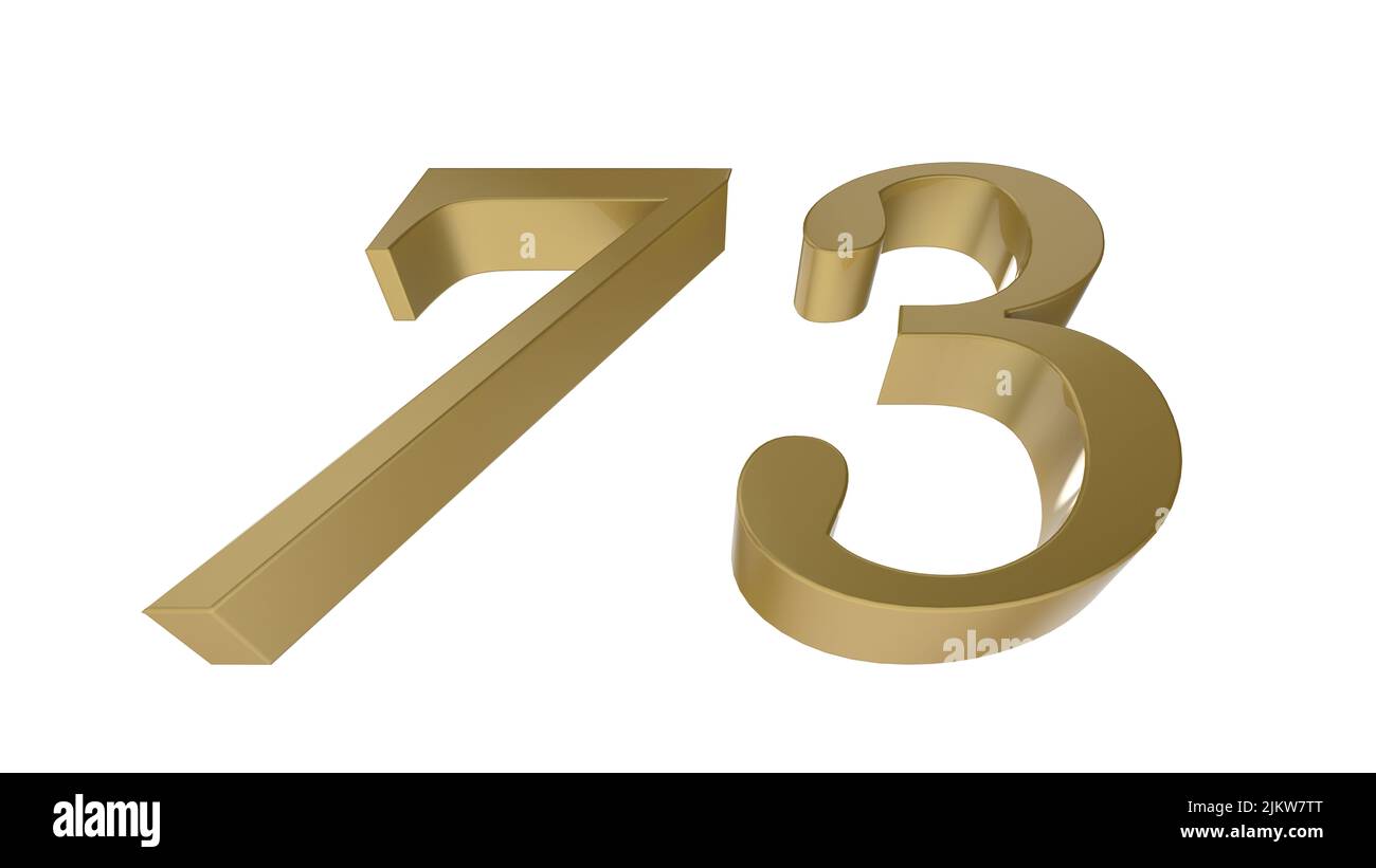 73 gold number digit metal 3d render illustration Stock Photo - Alamy