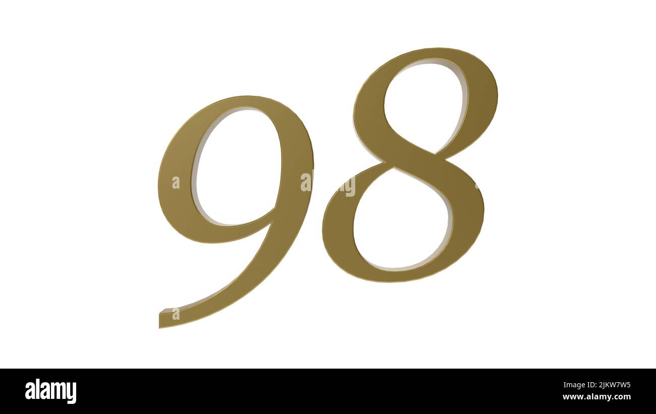 98 gold number digit metal 3d render illustration Stock Photo - Alamy
