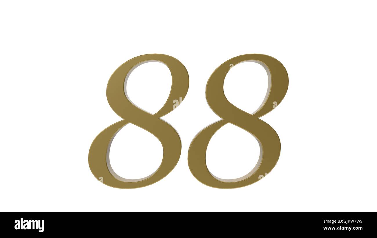 88 gold number digit metal 3d render illustration Stock Photo - Alamy