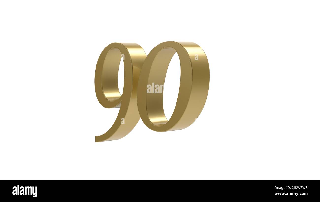 gold number 90 digit metal 3d render illustration Stock Photo - Alamy