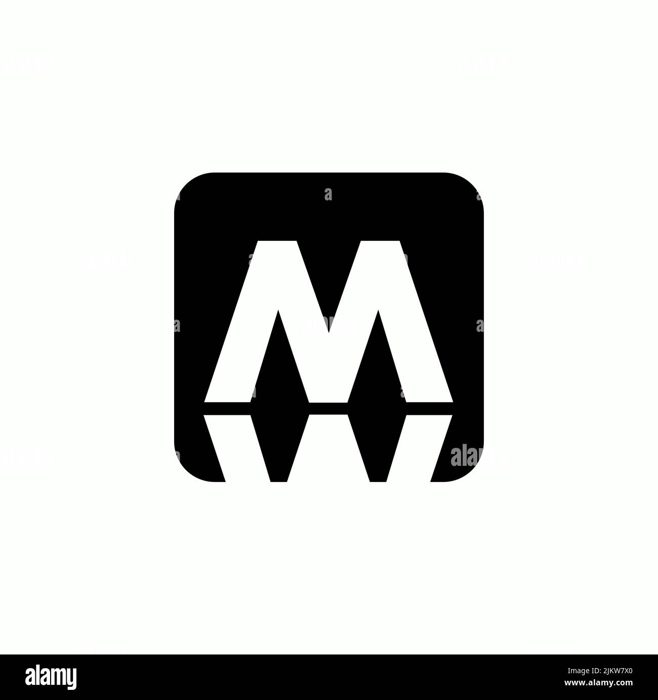 The letters M and W in the black square with the white background ...