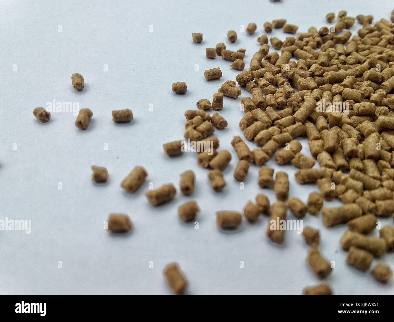 A closeup of a pile of dried wood pellets on white background Stock ...