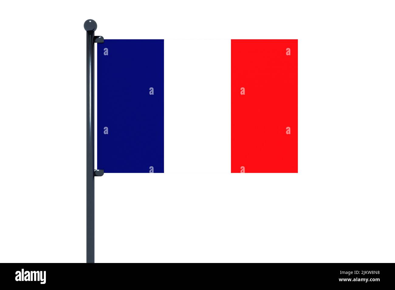 3D illustration of flag of Saint Martin with chrome flag pole with snap ...