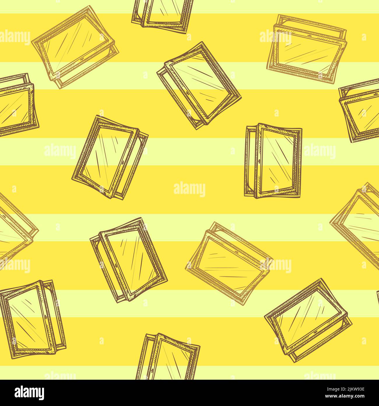 Opened window lean forward seamless pattern. Retro element inside wall ...