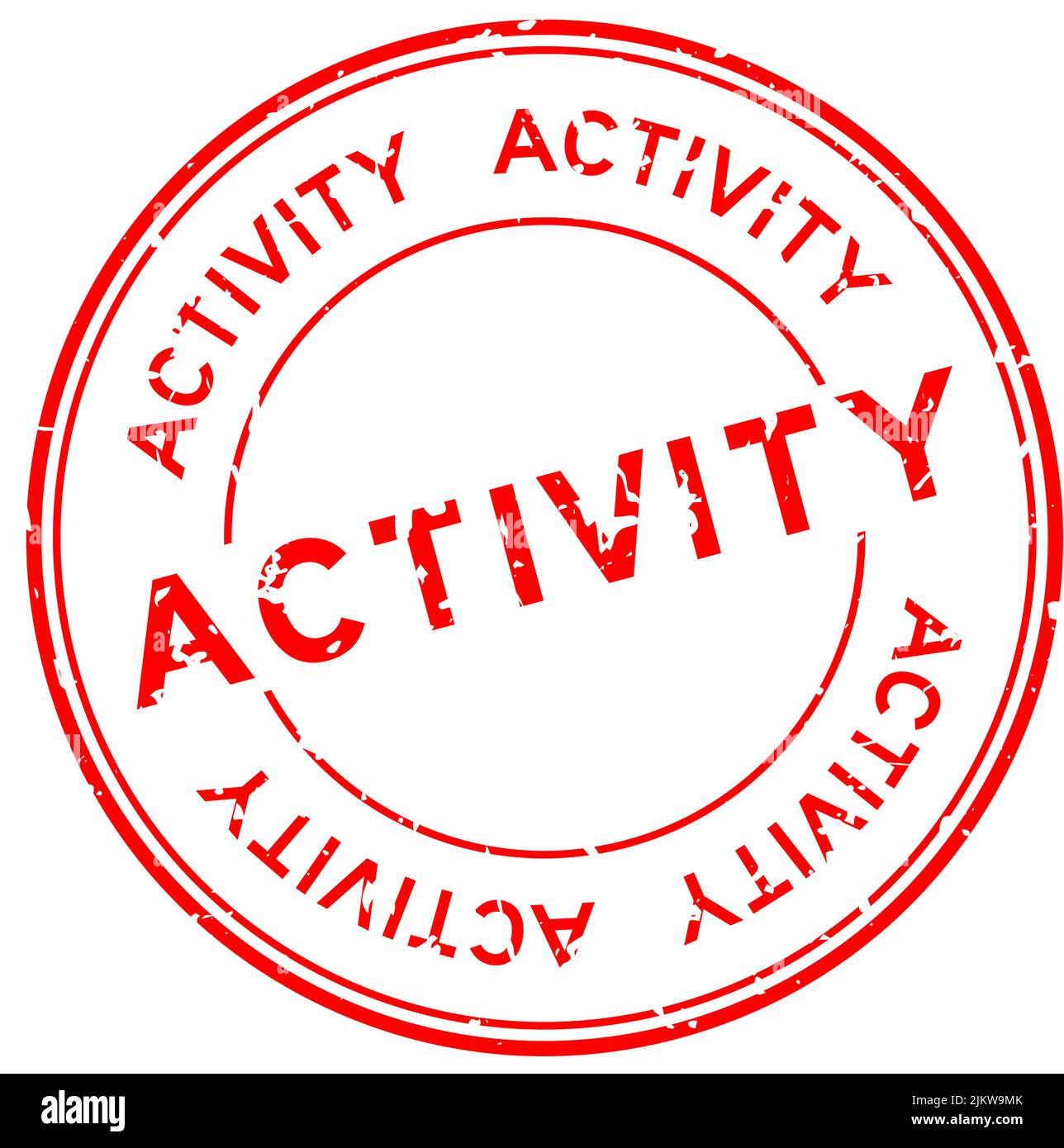 Grunge red activity word round rubber seal stamp on white background ...