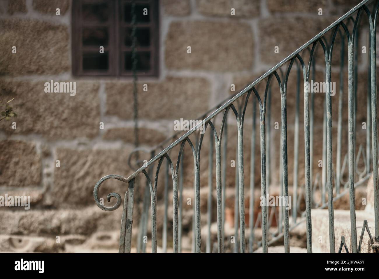 A closeup of a staircase near a stone building Stock Photo - Alamy