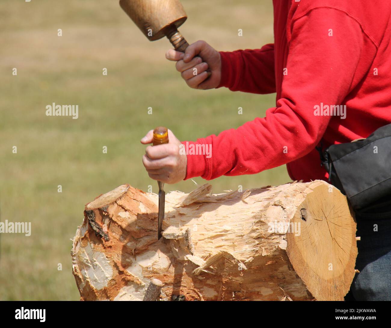 A Traditional Wood Craftsman with a Mallet and Chisel Stock Photo - Alamy