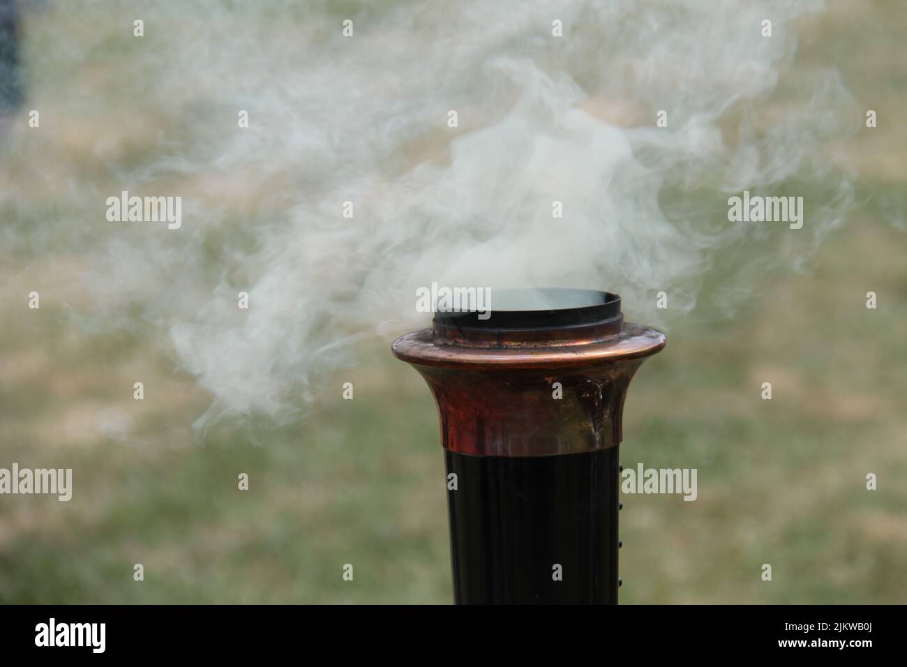Smoking Chimney of a Miniature Steam Traction Engine Stock Photo - Alamy