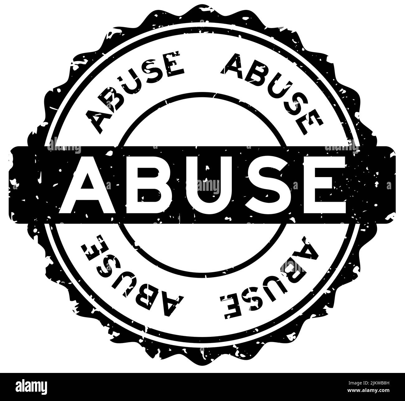 Grunge black abuse word round rubber seal stamp on white background ...
