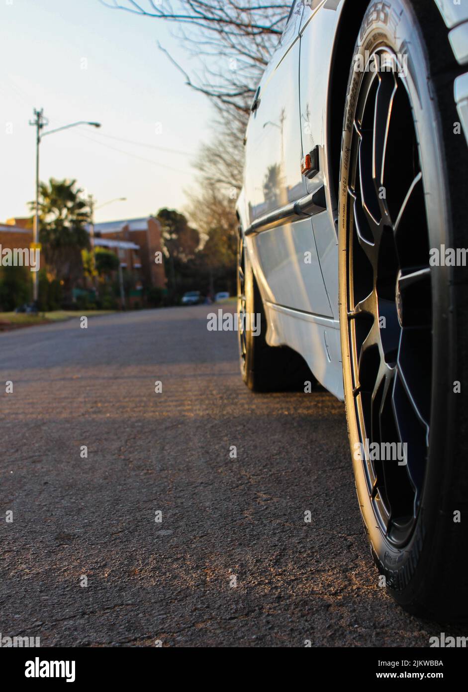 Vertical low shot of a BMW from the front right corner Stock Photo - Alamy