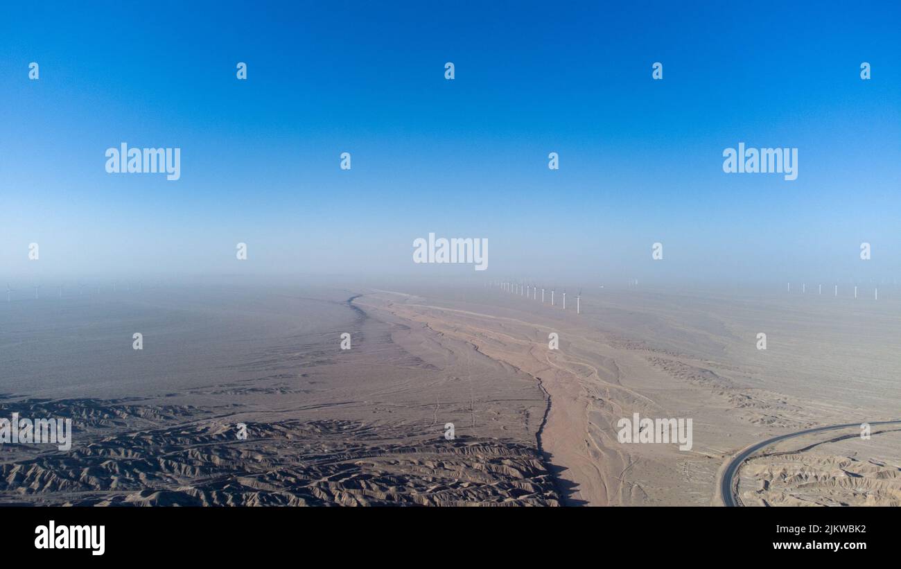 An aerial view of wind erosion terrain in Qinghai Stock Photo - Alamy