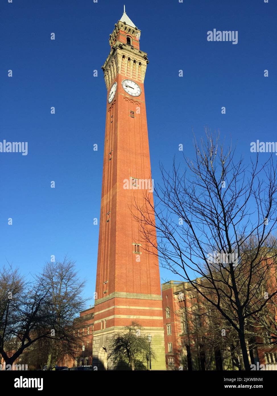 A vertical view of the Joseph Chamberlain Memorial Clock Tower in ...