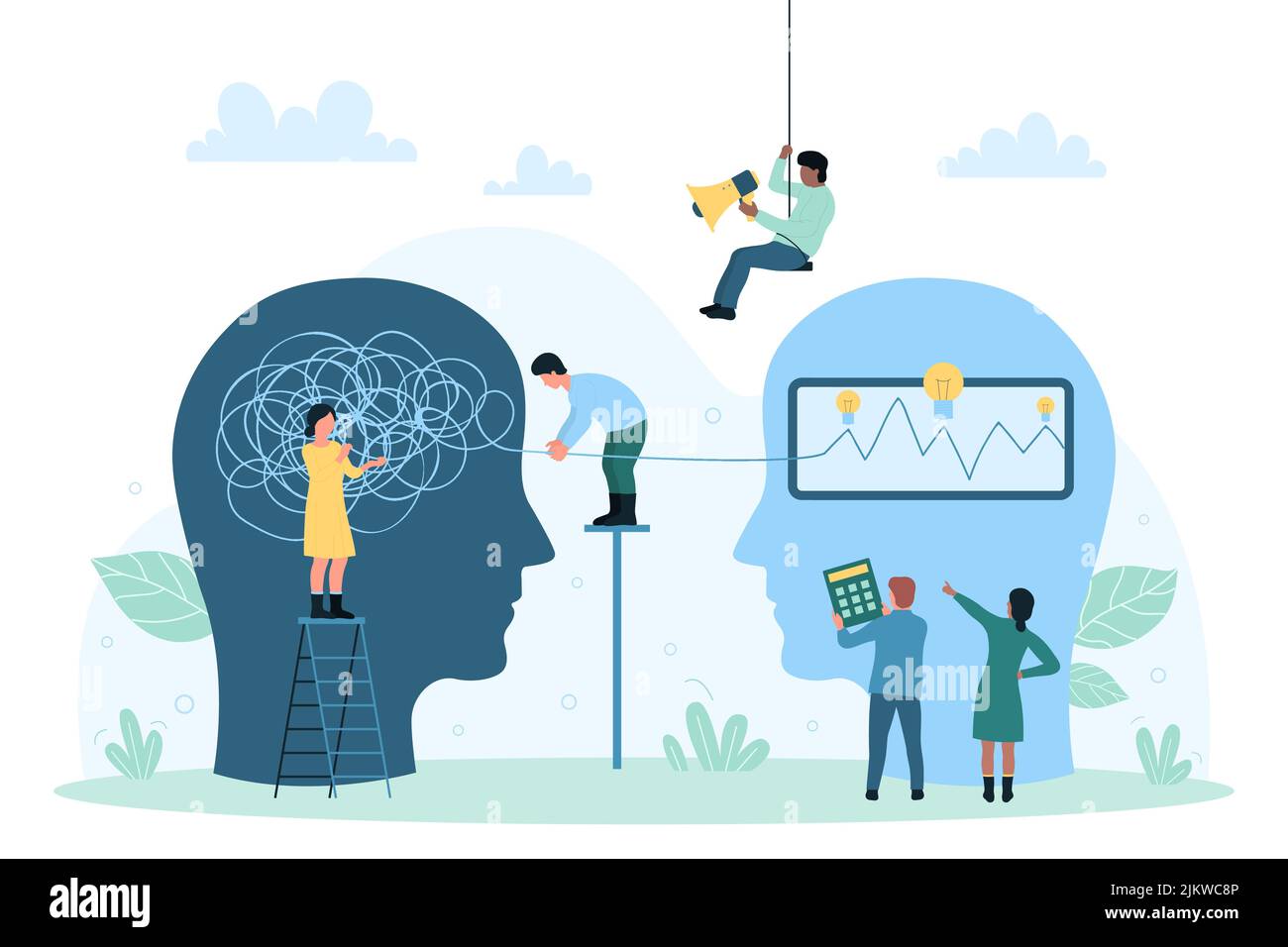 Psychotherapy, change of mind process while working with mentor vector ...