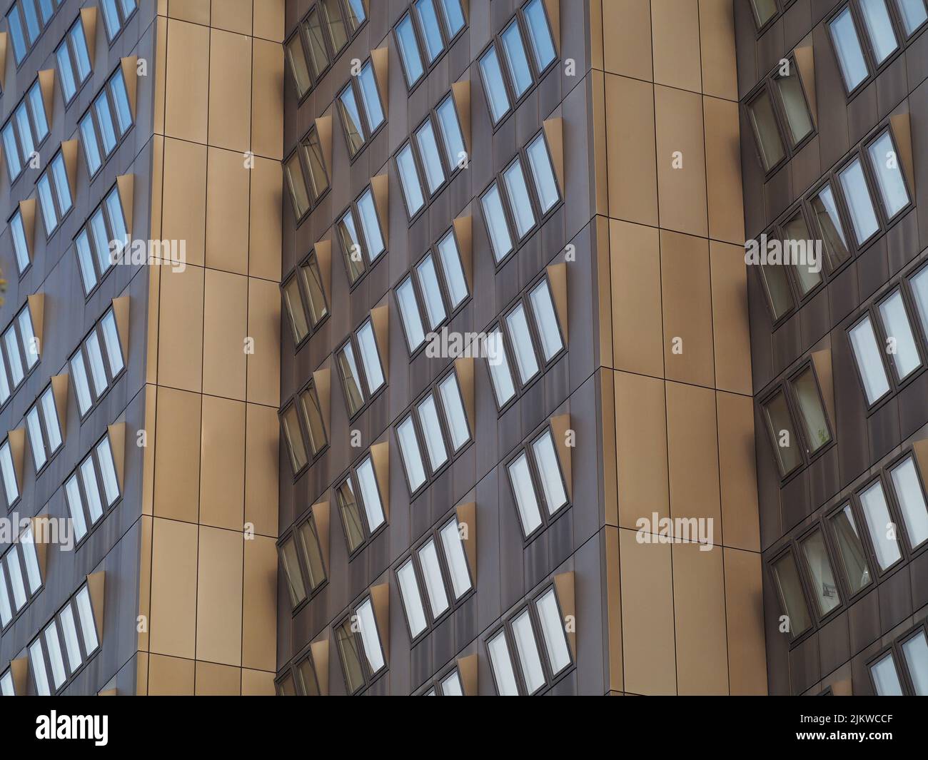 Modern Architecture in Vienna, Walls with windows pointing downside ...