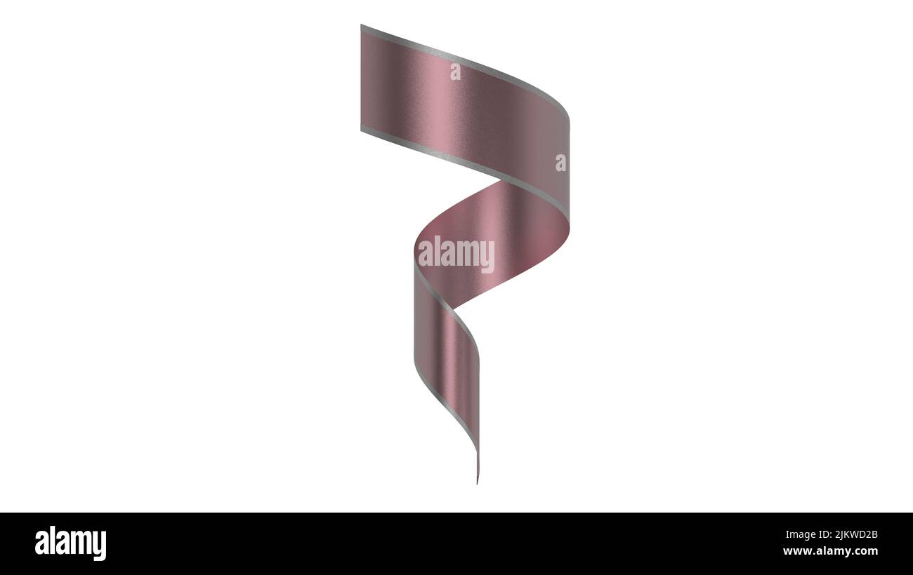 Curled golden silk ribbon with gold strips illustration 3d Stock Photo ...