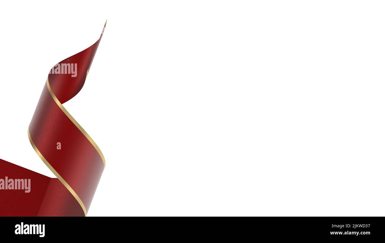 Curled golden silk ribbon with gold strips illustration 3d Stock Photo ...