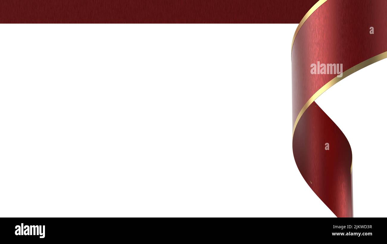 Curled golden silk ribbon with gold strips illustration 3d Stock Photo ...