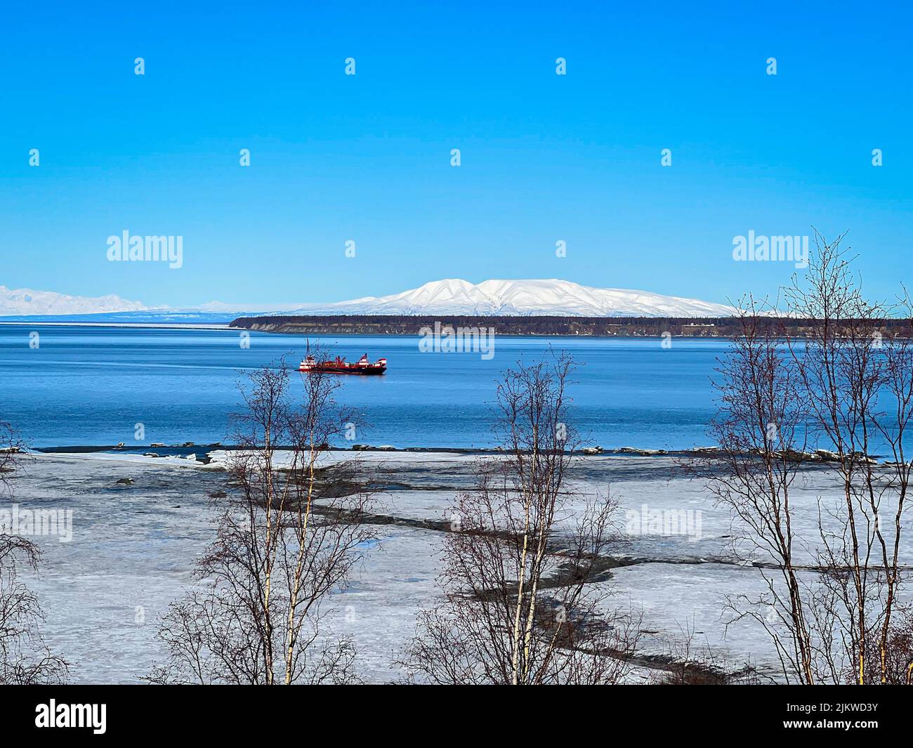 The Anchorage Alaska view in quiet blue colors Stock Photo - Alamy