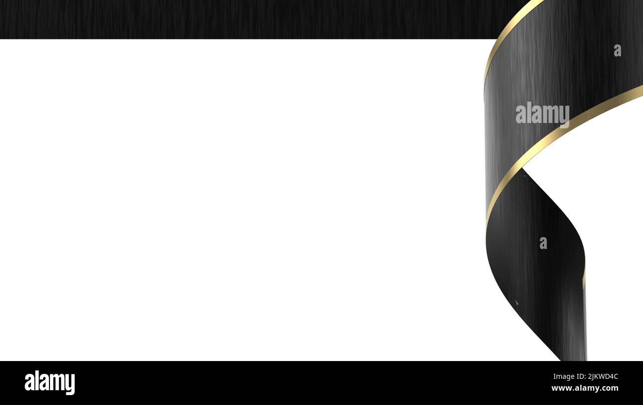 Curled golden silk ribbon with gold strips illustration 3d Stock Photo ...