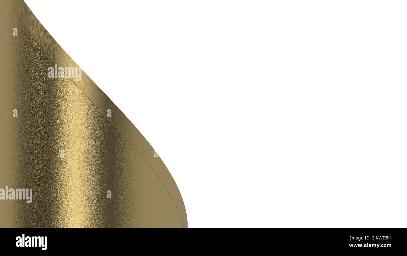 Curled golden silk ribbon with gold strips illustration 3d Stock Photo ...