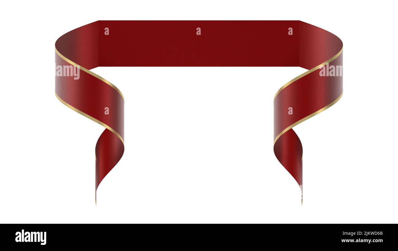 Curled golden silk ribbon with gold strips illustration 3d Stock Photo ...