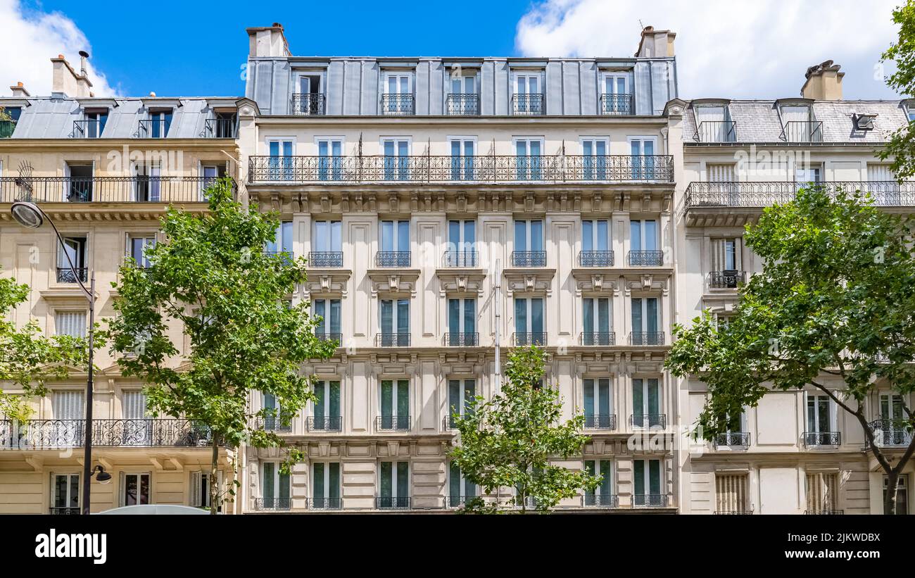 Paris, ancient buildings rue de Lyon, typical facades and windows Stock ...