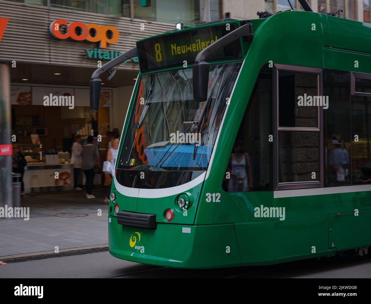 Basel, Switzerland - July 4 2022: public transport in the city. Green ...