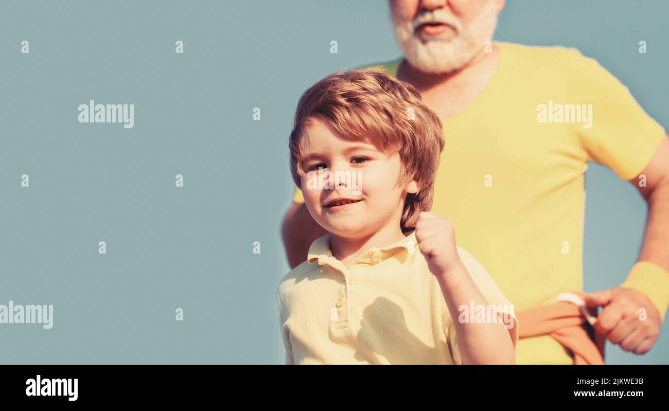 Sport for kids, active child running. Kid run on outdoor. Jogging for ...