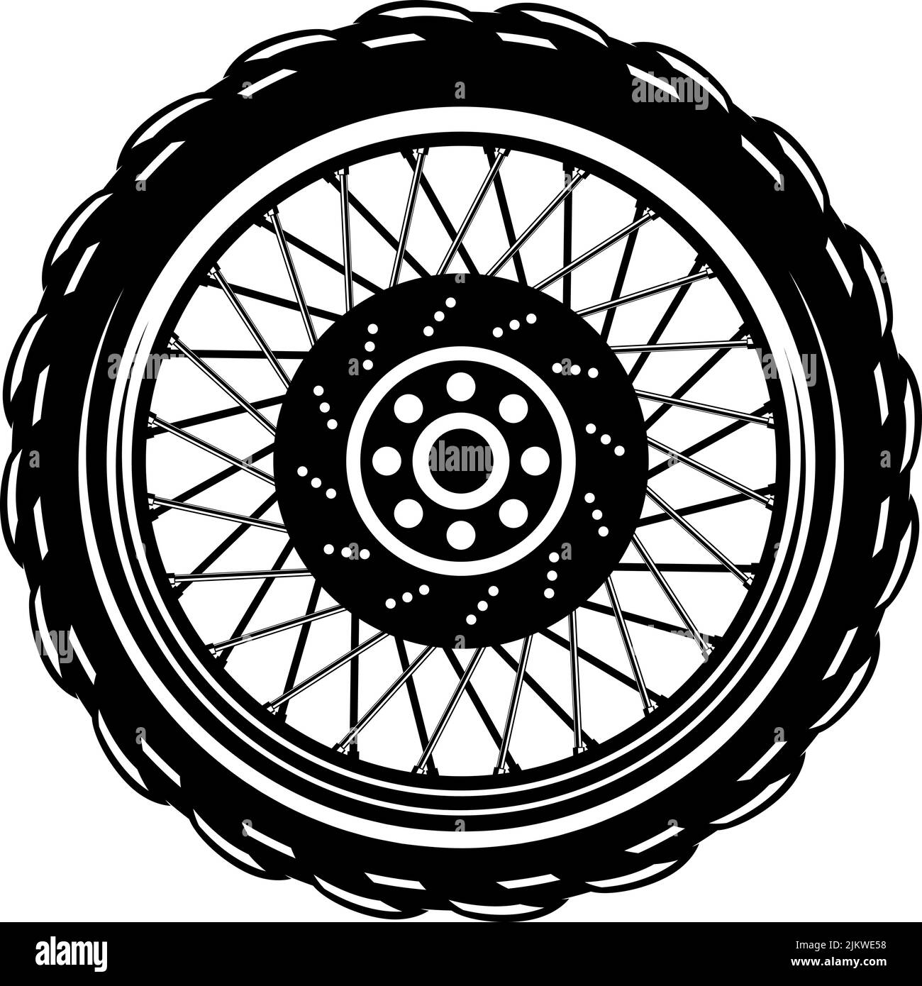 Wheel illustration in monochrome style. Design element for logo, label ...
