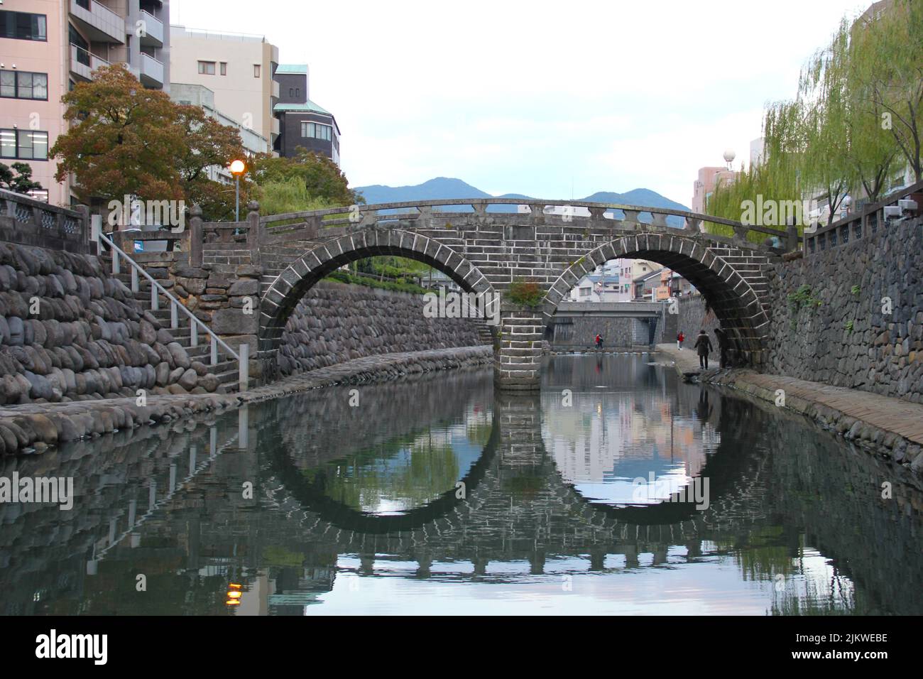 Meganebashi nicknamed Spectacles Bridge in Nagasaki, Japan Stock Photo ...