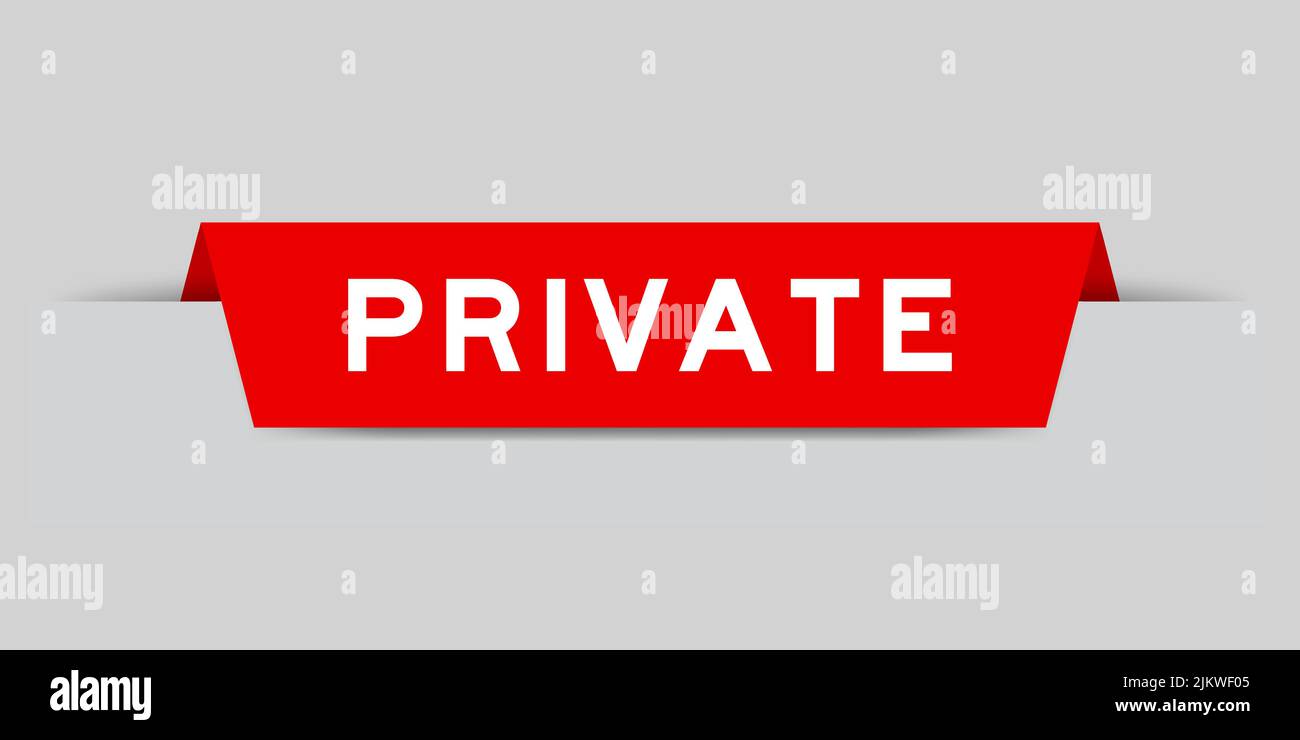 Red color inserted label with word private on gray background Stock ...